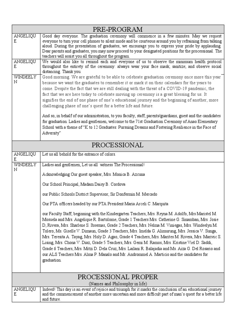 Grade 6 - Script | PDF