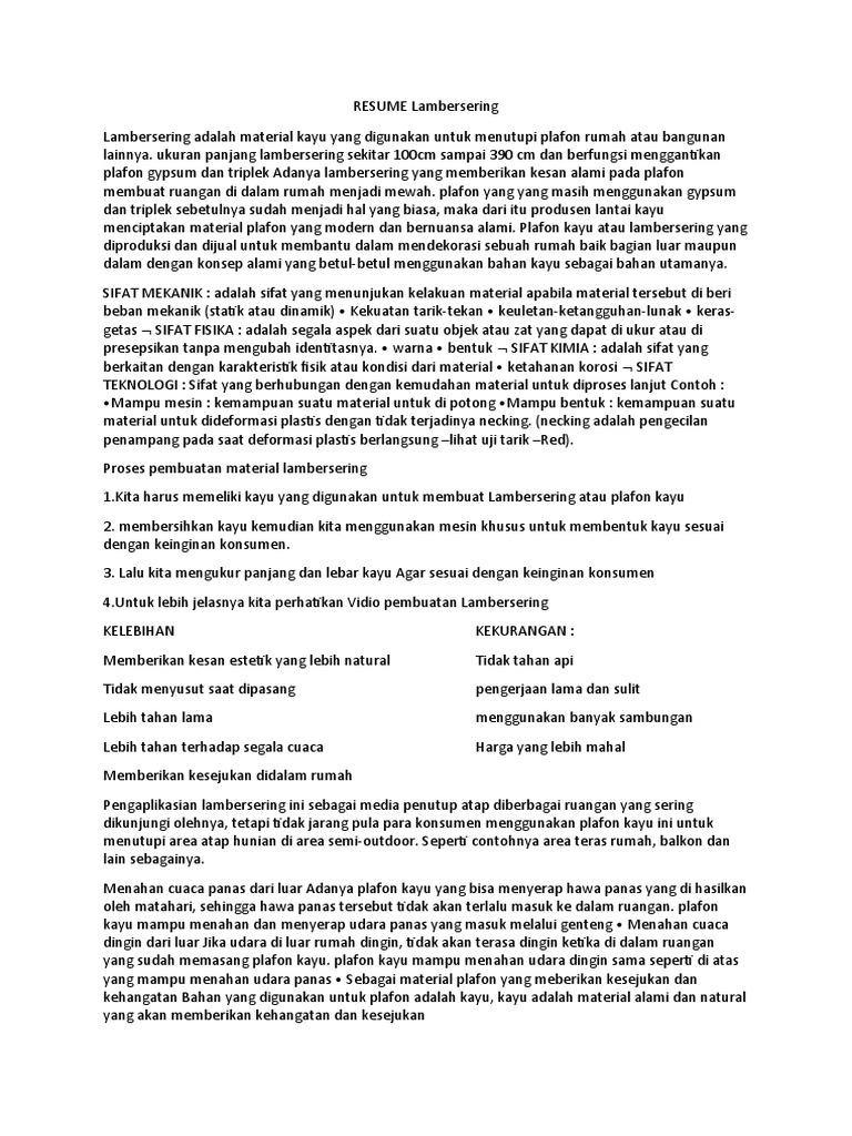 Keunggulan dan Proses Pembuatan Lambersering | PDF | Griya & Taman | Seni