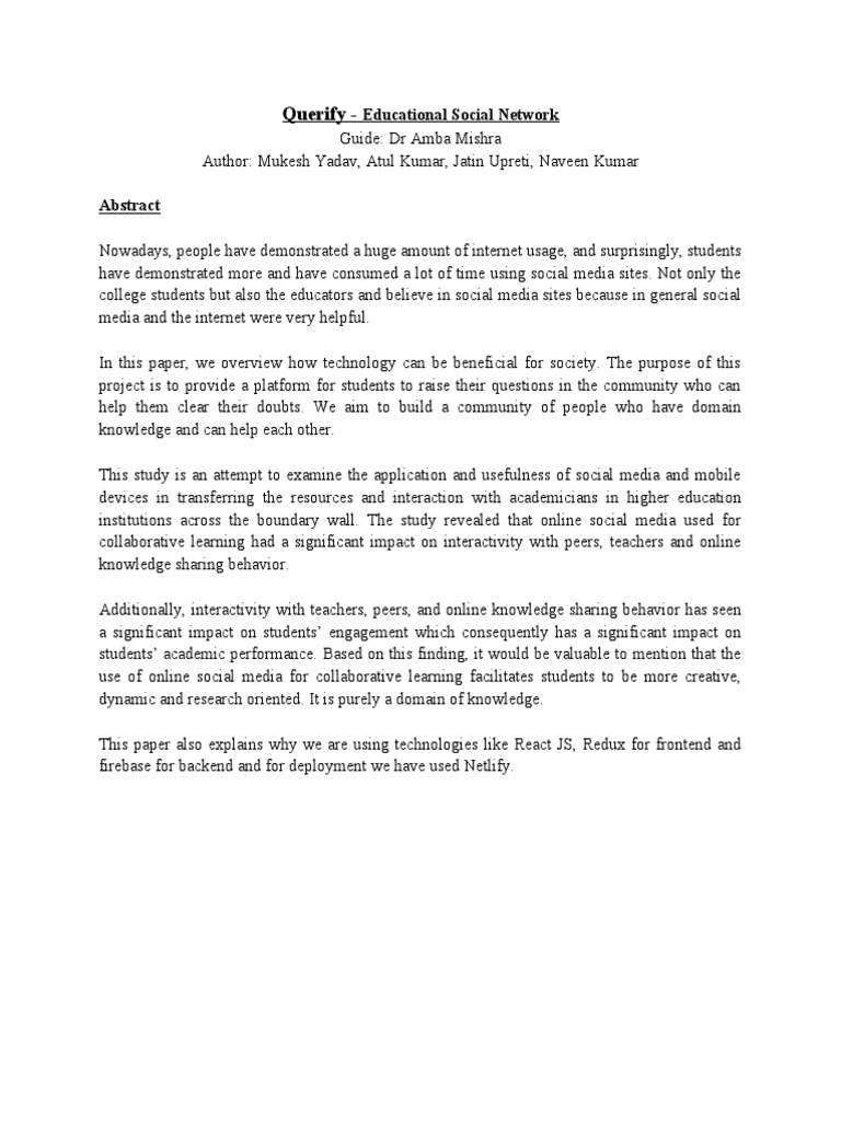 Research Paper of Educational Social Media Website | PDF | Popular ...