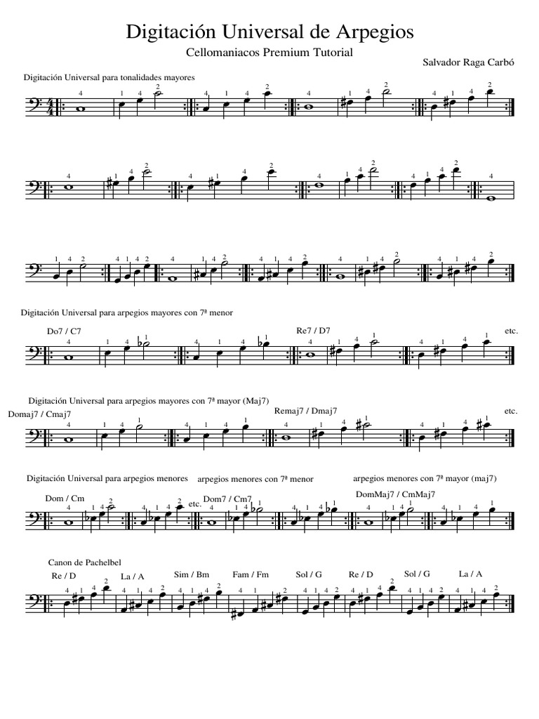 Arpegios para Violonchelo - Digitación Universal - Salvador Raga ...