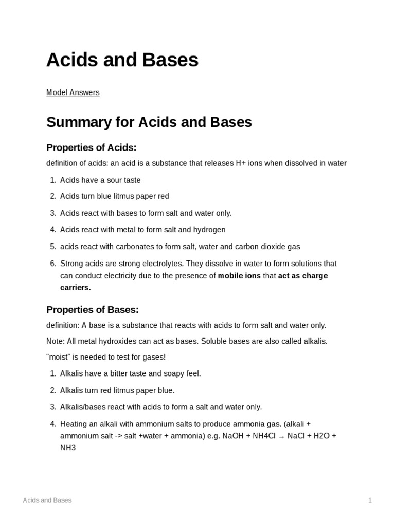 Acids and Bases.. | PDF | Salt (Chemistry) | Acid