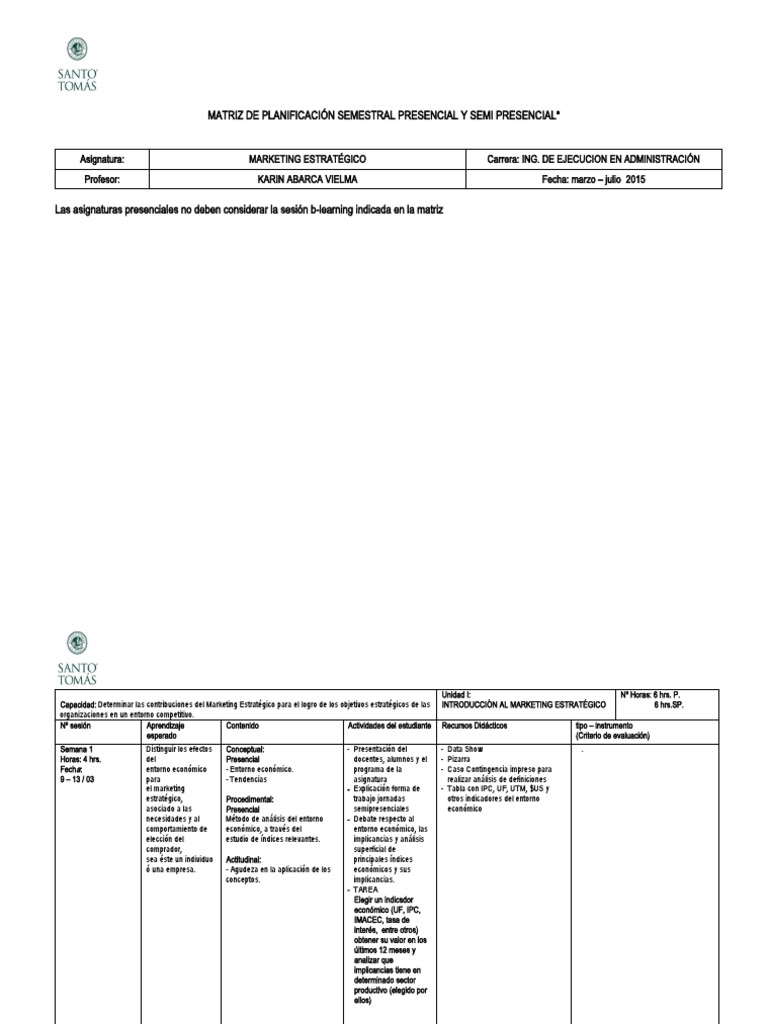 Planificación Marketing Estratégico 2015 | PDF | Marketing | Mercado ...
