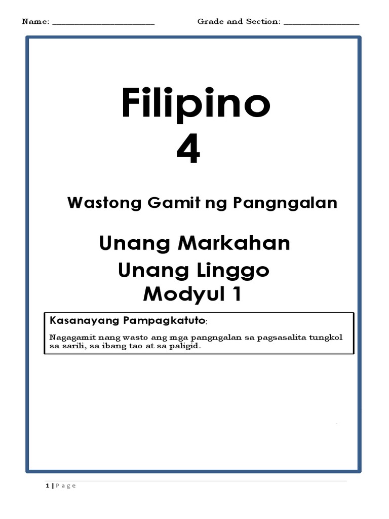 Filipino W1 Pdf