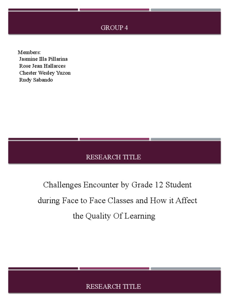Research Title Presentation Group 4 | PDF | Wellness