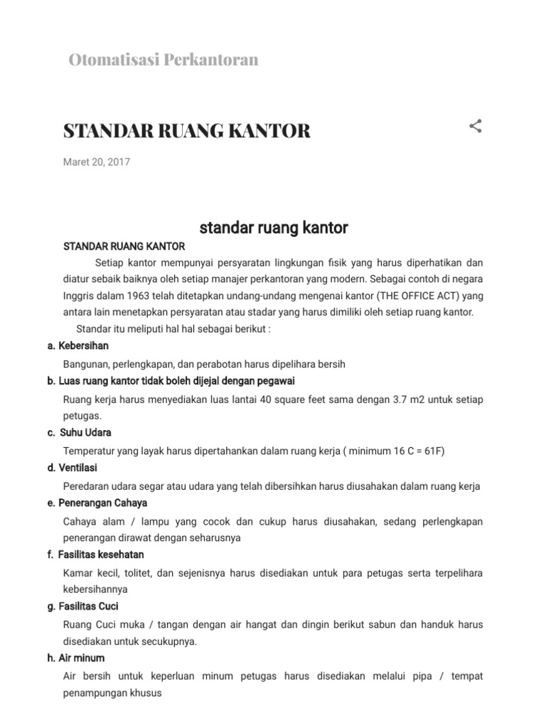 Standar Ruang Kantor | PDF