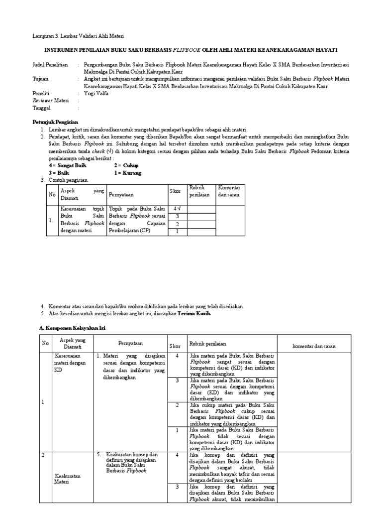 Lampiran Lembar Validasi | PDF