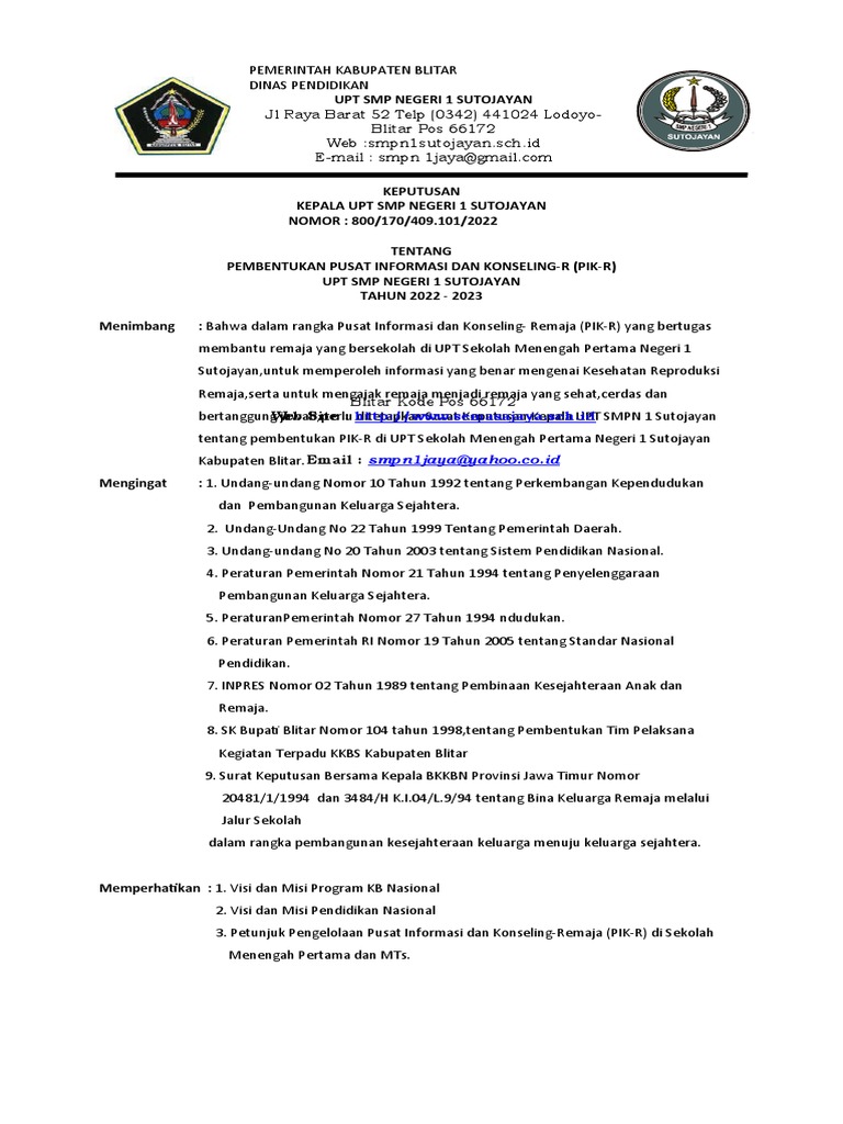 SK Pik - R Sekkar 2022-2023 | PDF | Kesehatan Holistik