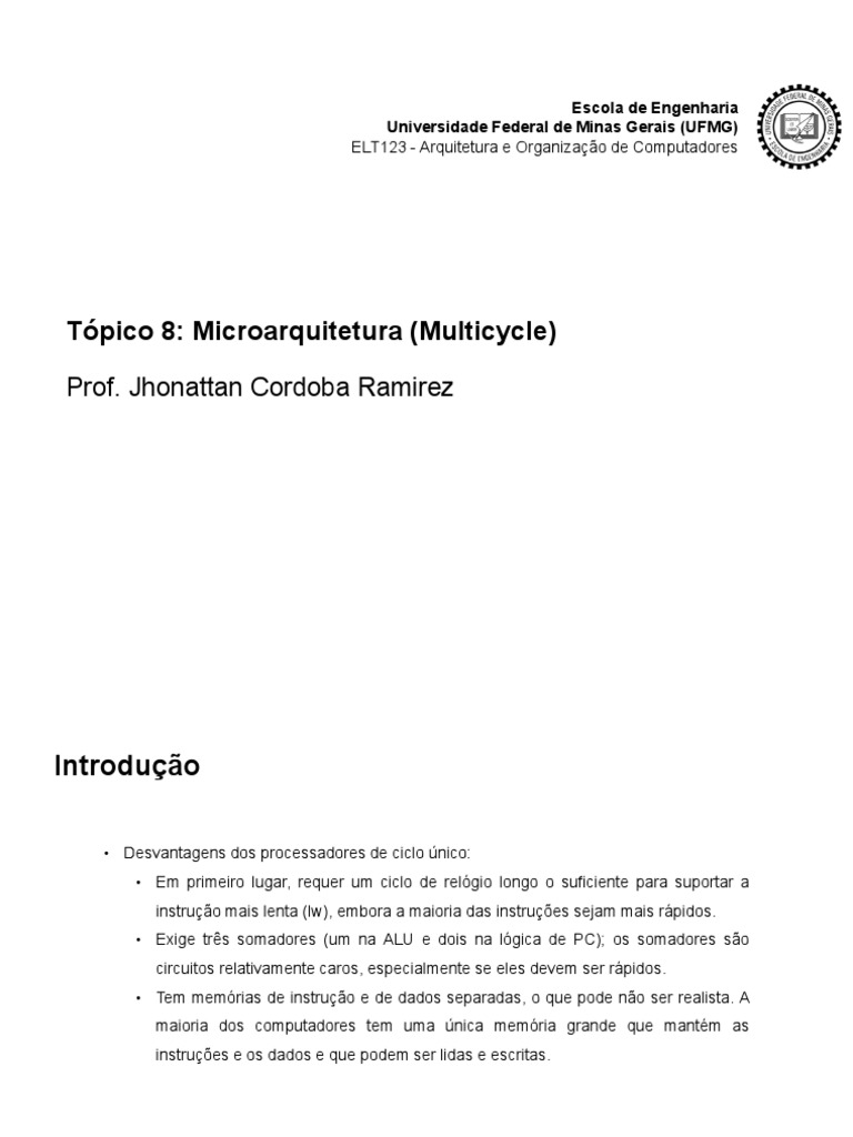 Microarquitetura de Processadores Multiciclo | PDF | Unidade central de processamento ...