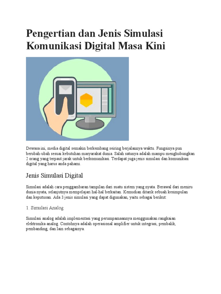 Pengertian Dan Jenis Simulasi Komunikasi Digital Masa Kini | PDF ...