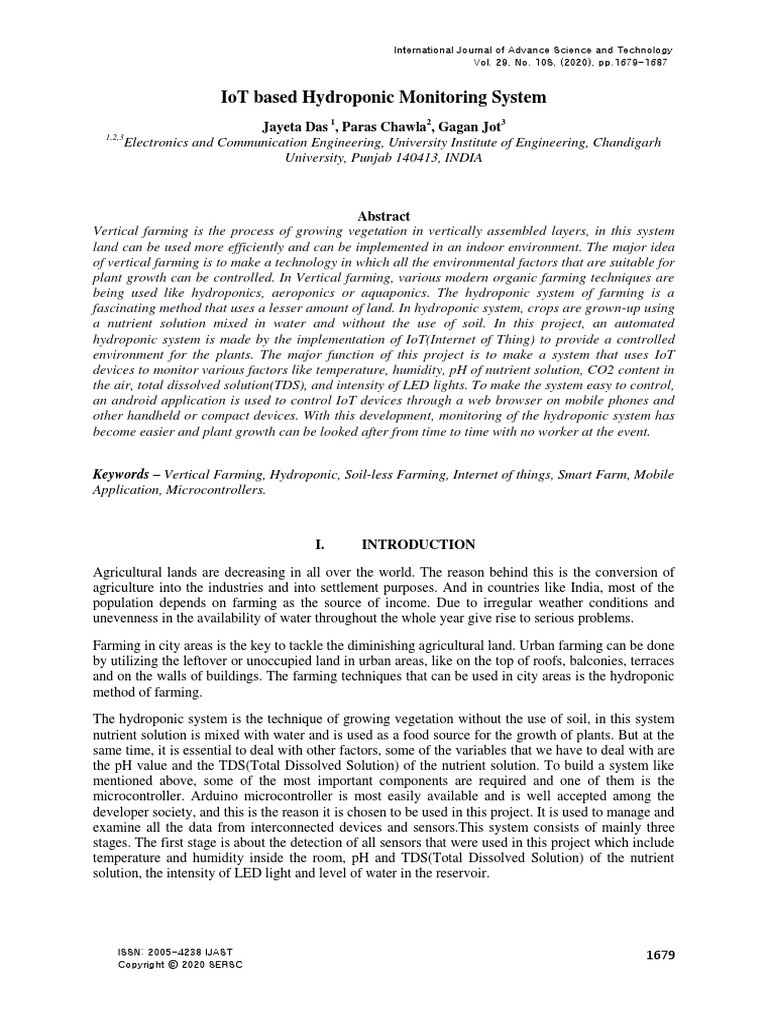 IoT Based Hydroponic Monitoring System | PDF | Internet Of Things | Hydroponics