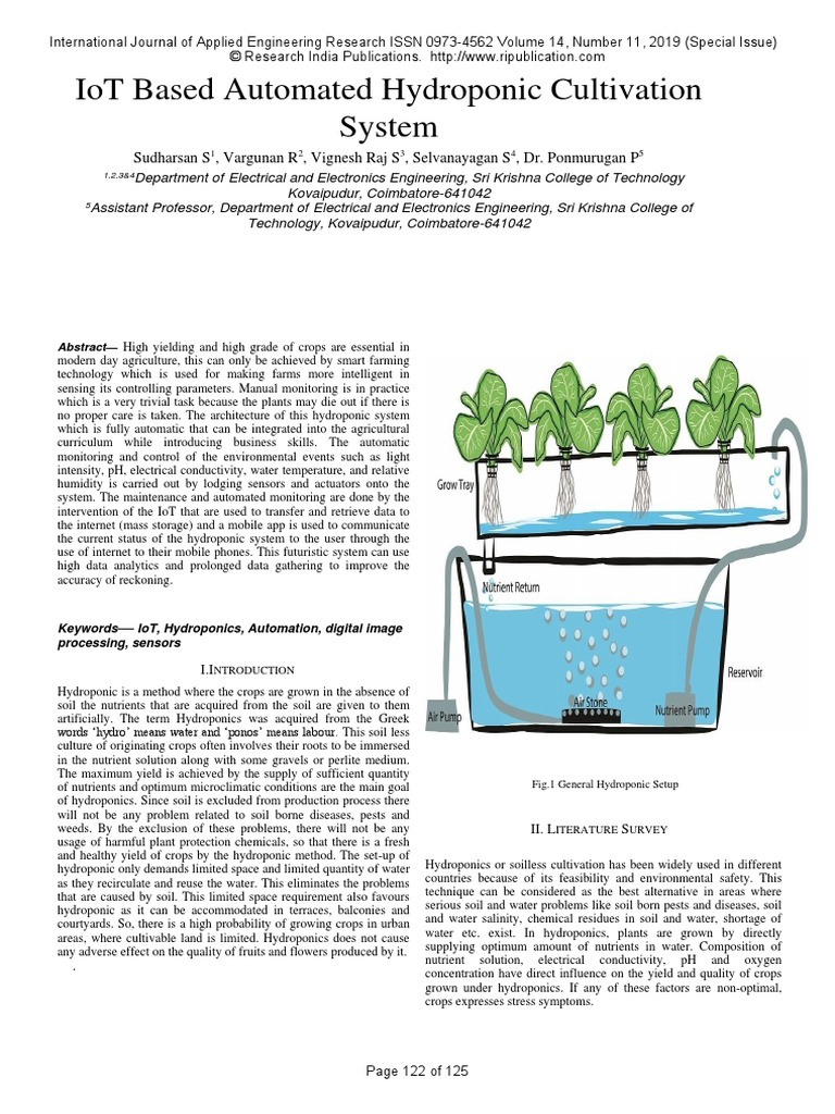 IoT Based Automated Hydroponic Cultivation System | Download Free PDF ...