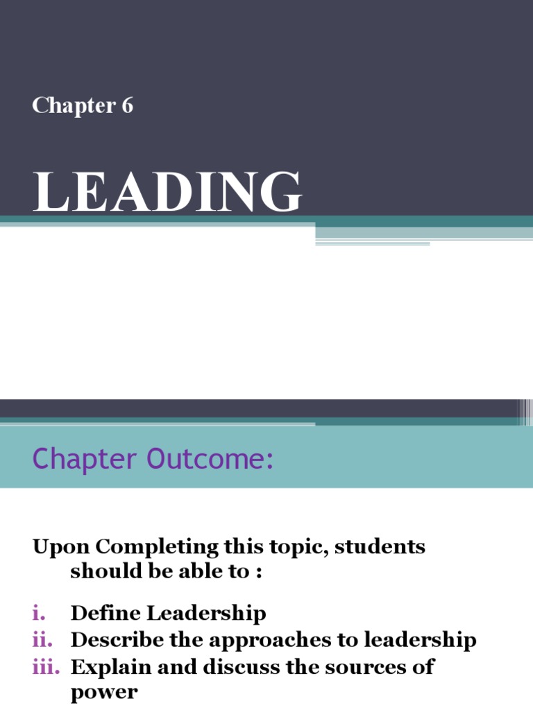 Chapter 6 - Leading | PDF | Leadership | Behavioural Sciences