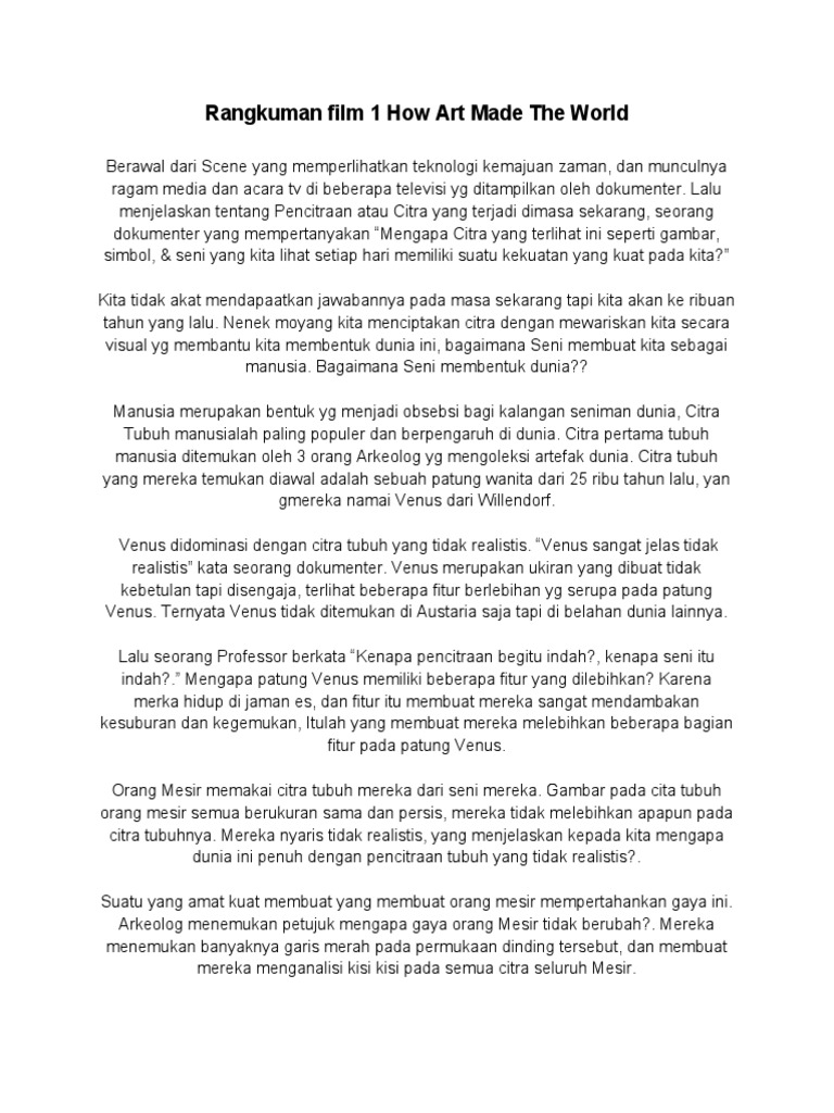 Rangkuman Film 1 How Art Made The World | PDF