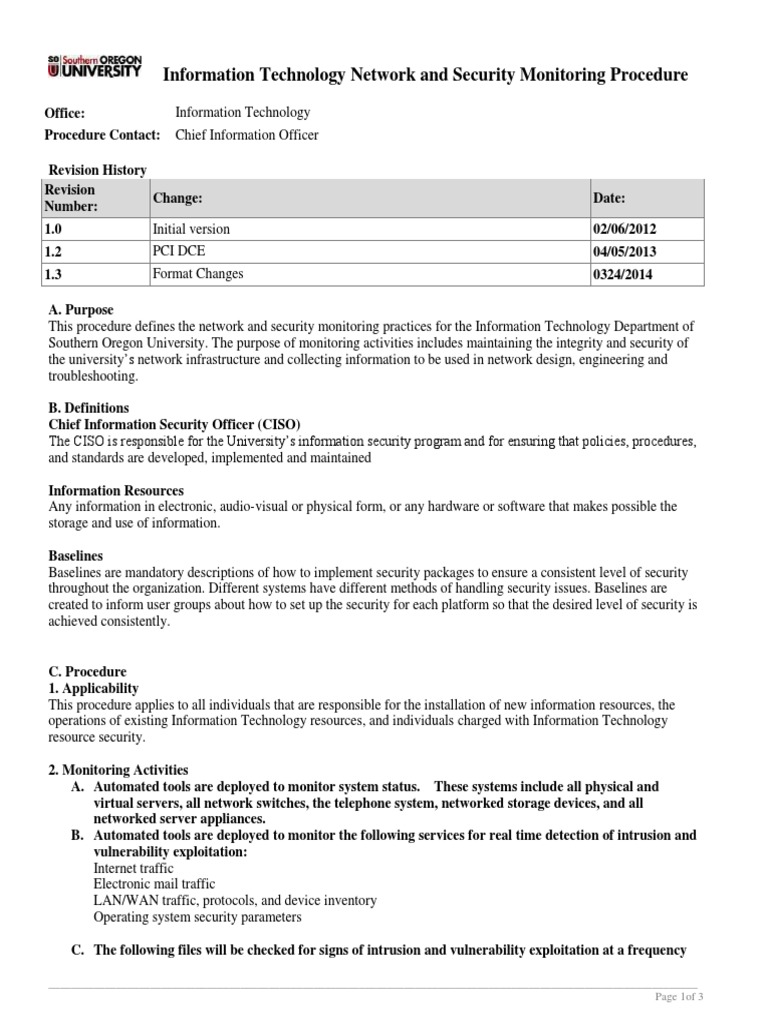 Network Security Monitoring Procedure Pdf Computer Network Security
