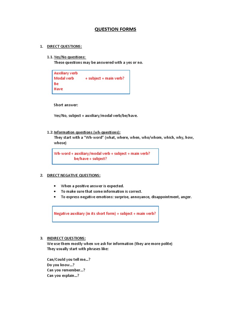 Question Forms | PDF
