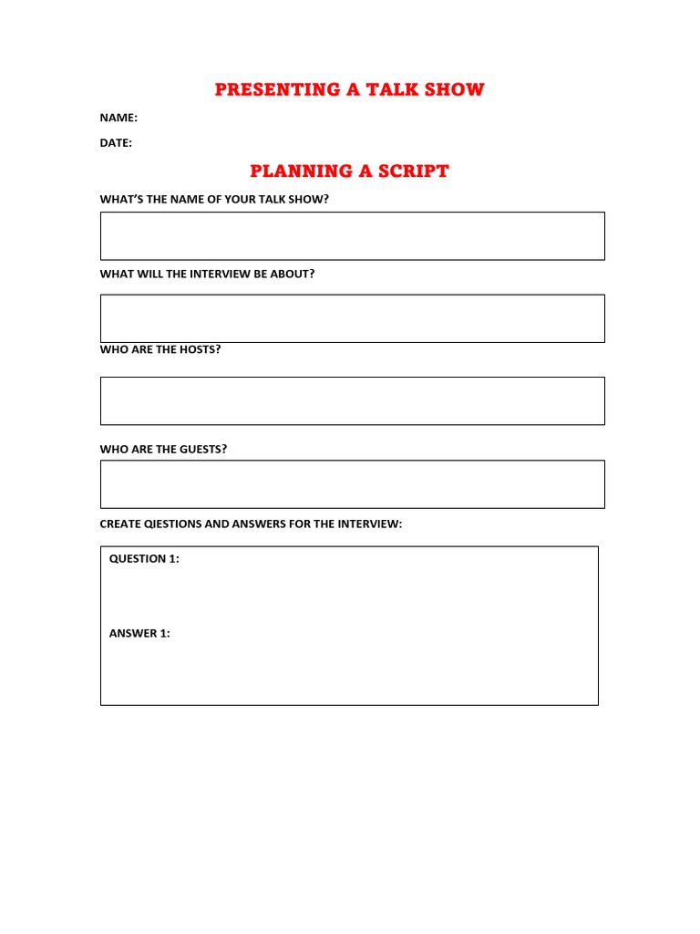 Template_presenting a Talk Show_for Kids | PDF