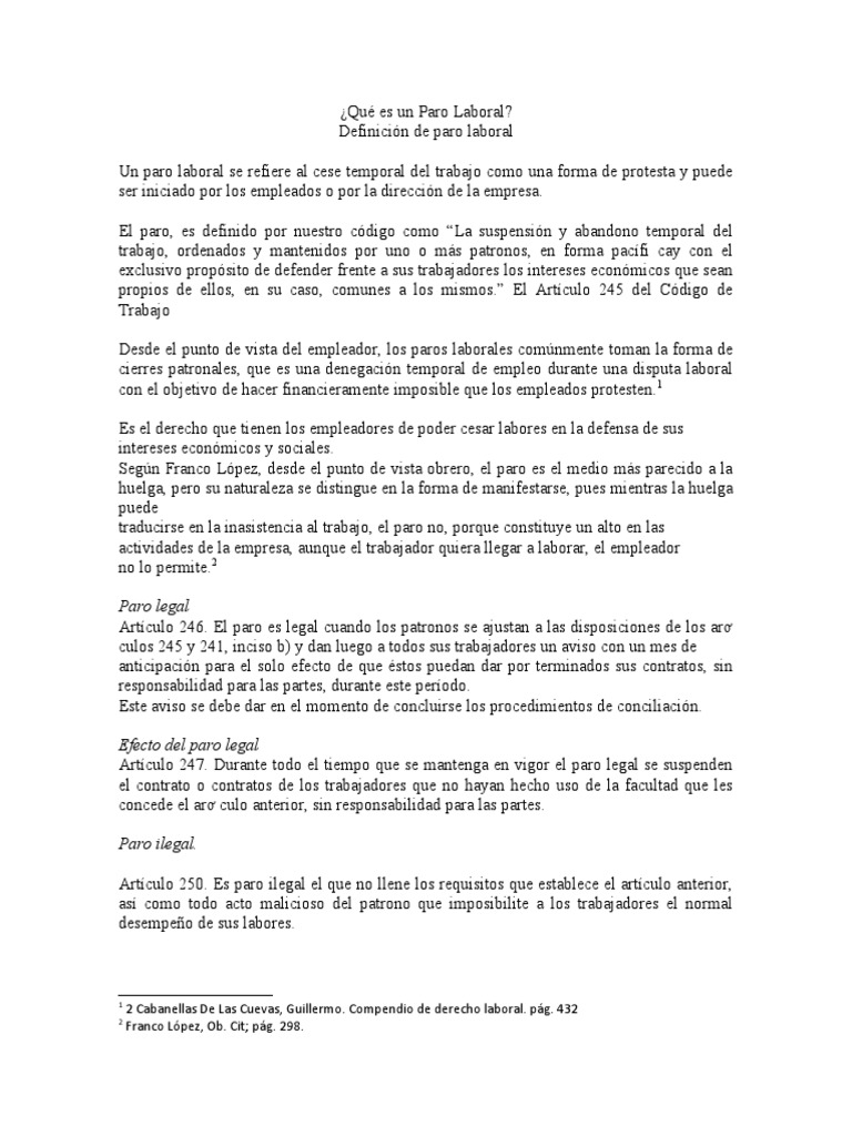 Paro Laboral | PDF | Derecho laboral | Daños y perjuicios