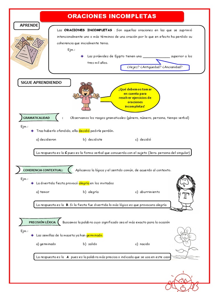 Oraciones Incompletas PS | PDF