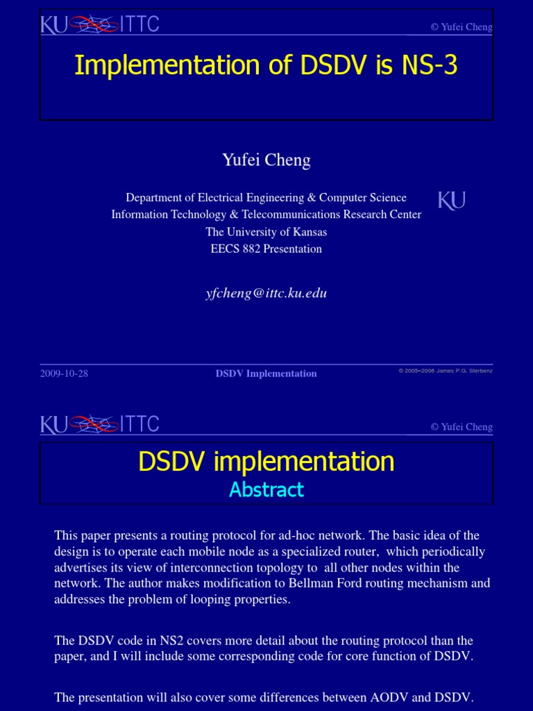 DSDV Presentation | PDF | Routing | Network Topology