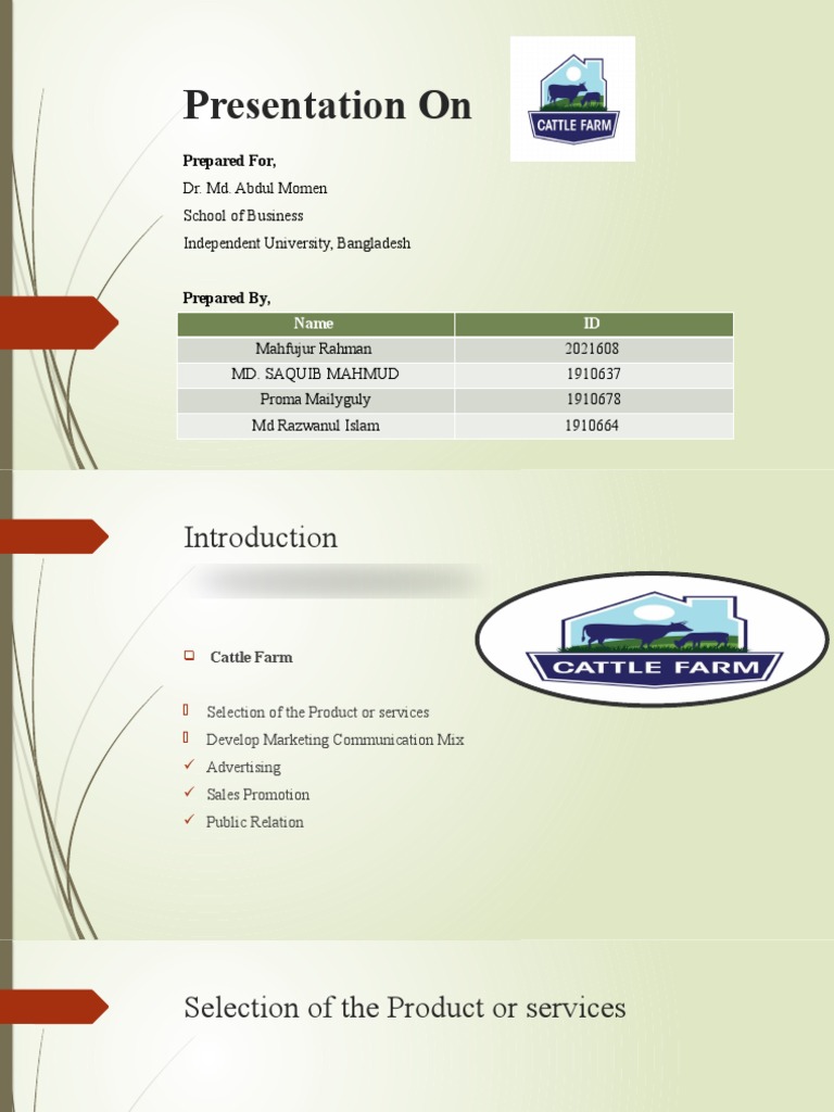 Cattle Farm Marketing Plan Presentation | PDF | Target Audience | Marketing