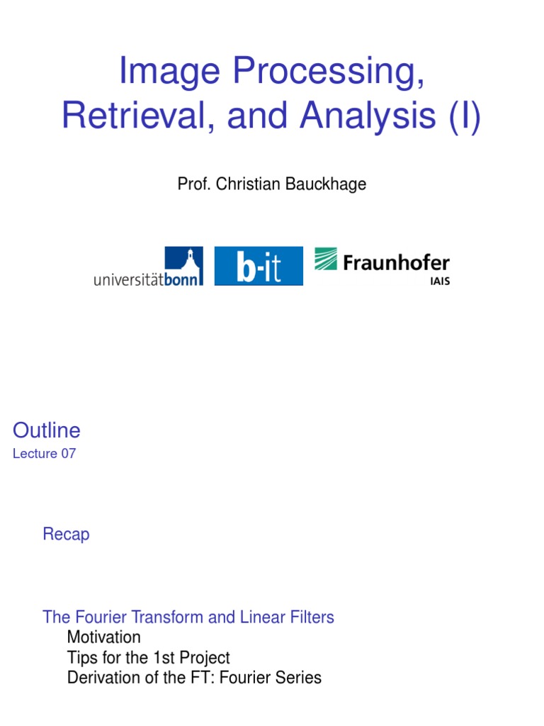 Lecture 07 | Download Free PDF | Fourier Transform | Derivative Lecture 07 | Download Free PDF | Fourier Transform | Derivative