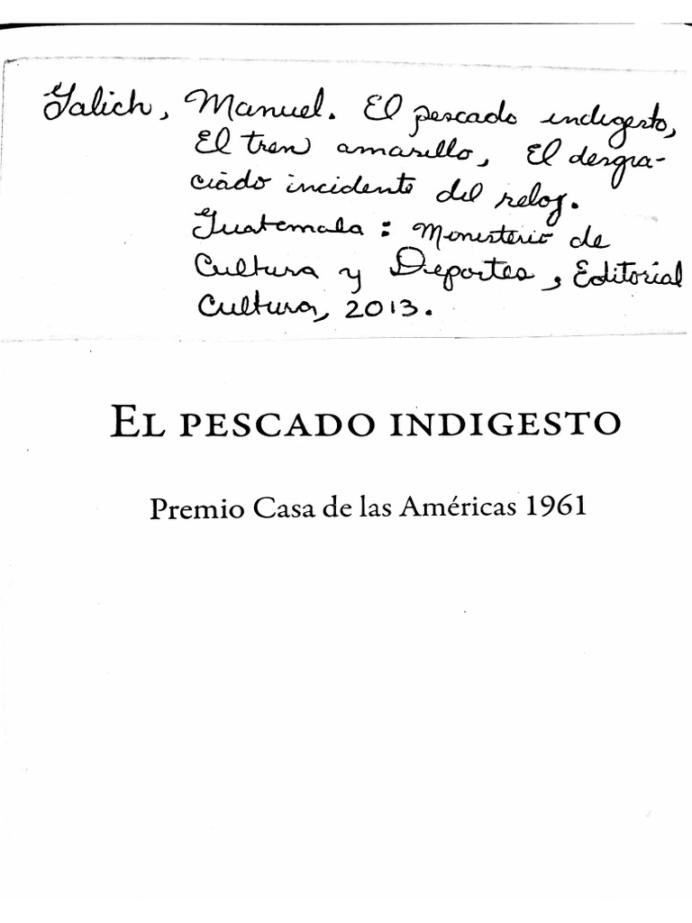 El Pescado Indigesto de Manuel Galich | PDF