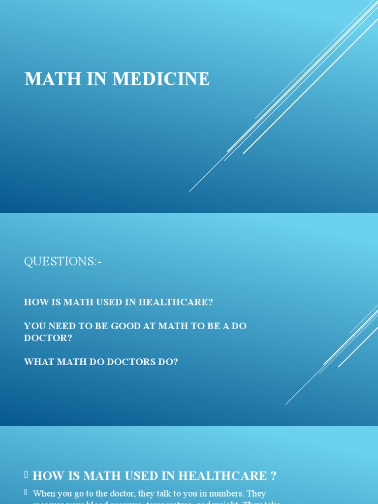 Math Applications in Medicine | PDF | Self-Improvement
