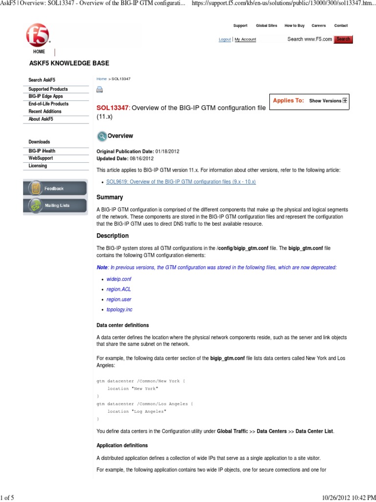 AskF5 - Overview - SOL13347 - Overview of The BIG-IP GTM Configuration ...