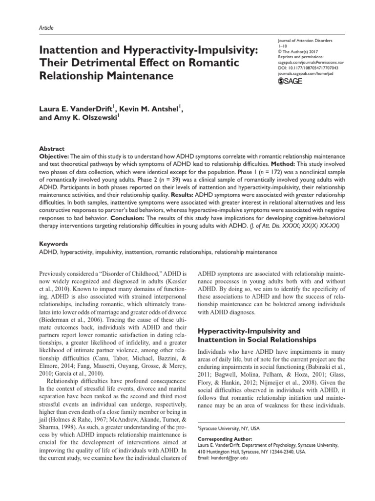 Inattention and Hyperactivity-Impulsivity - Their Detrimental Effect On ...