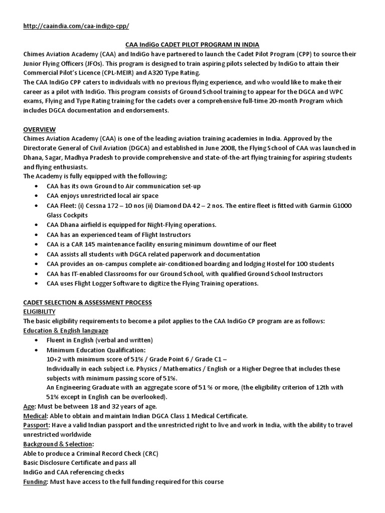 1 - About CAA Indigo Cadet Pilot Programe | PDF | Aircraft | Aviation