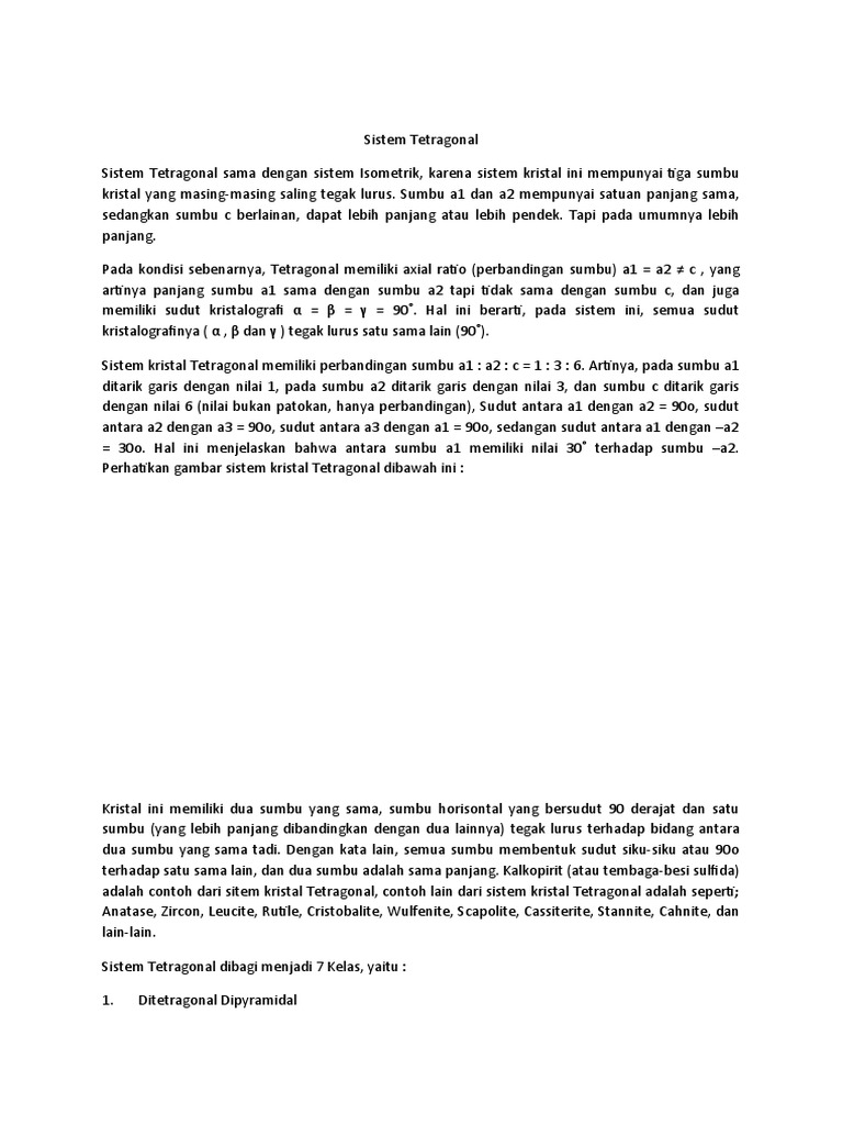 Sistem Kristal Tetragonal dan Kelasnya | PDF | Metode & Bahan Ajar ...