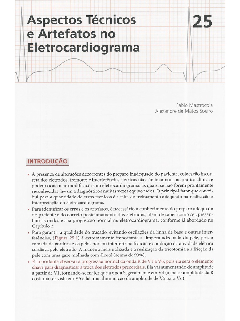 Manual de Eletrocardiografia - Cap. 25 Aspectos Tecnicos e Artefatos No Ecg | PDF
