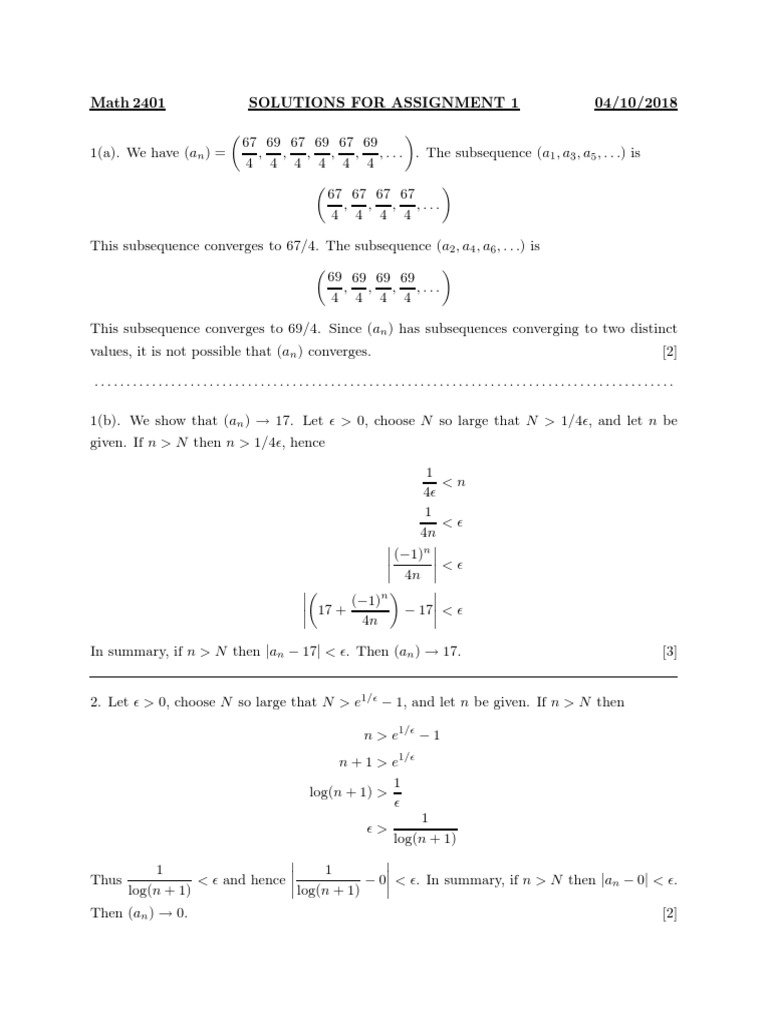 Assignment 01 DS Solutions Math 2401 2018 | PDF