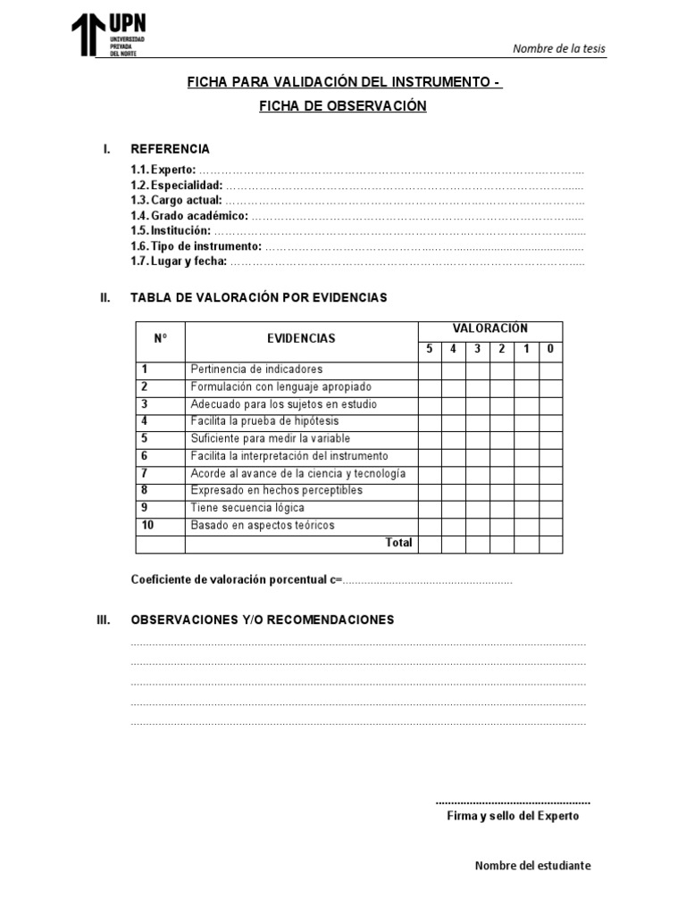 Fichas de Validación para Los Instrumentos | PDF | Método científico | Lógica