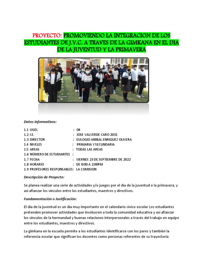 Gimkana Escolar para la Juventud 2022 | PDF | Salón de clases