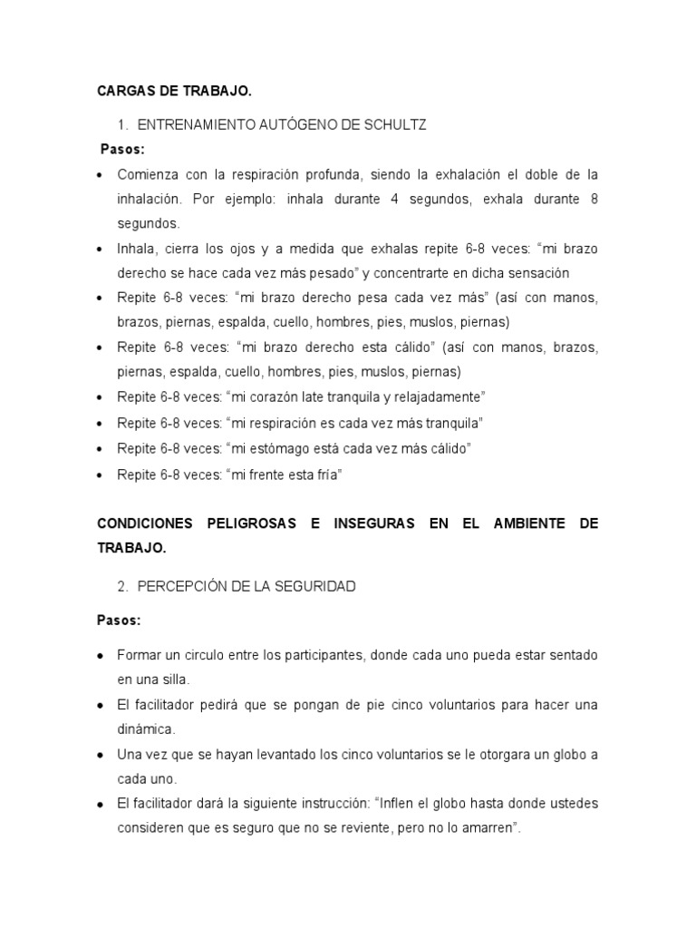 Entrenamiento Autógeno de Schultz | PDF