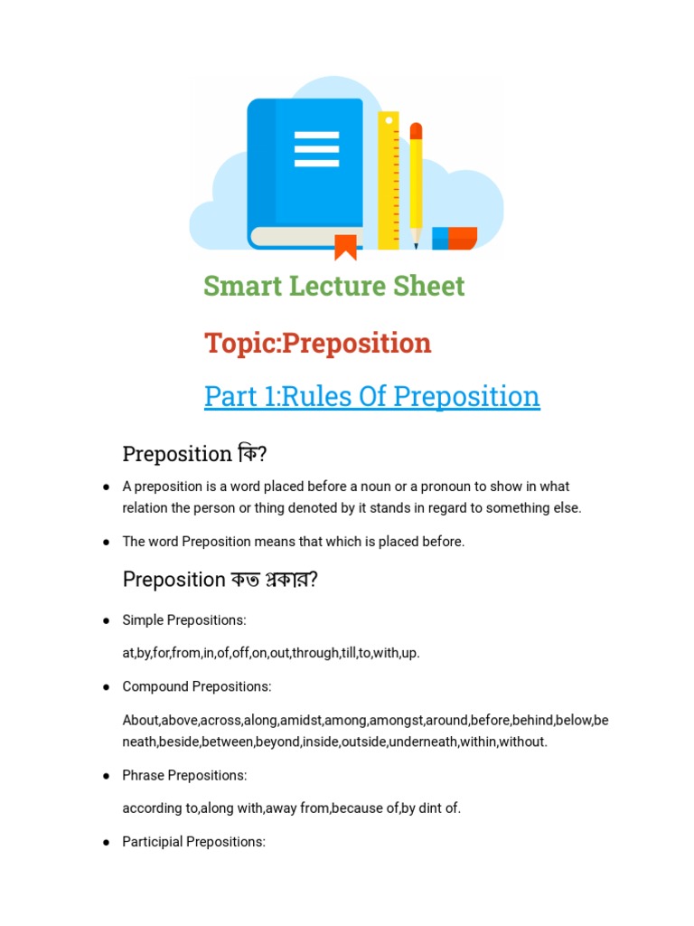 Preposition | PDF | Preposition And Postposition | Adverb