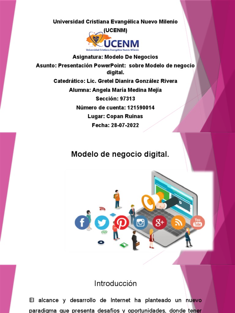 Presentación de Modelos de Negocios | PDF | Iniciativa empresarial | Modelo de negocio