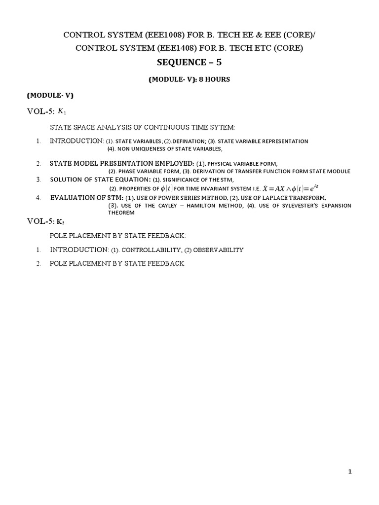 Discrete Time Control Systems Unit 5 | PDF | Eigenvalues And ...