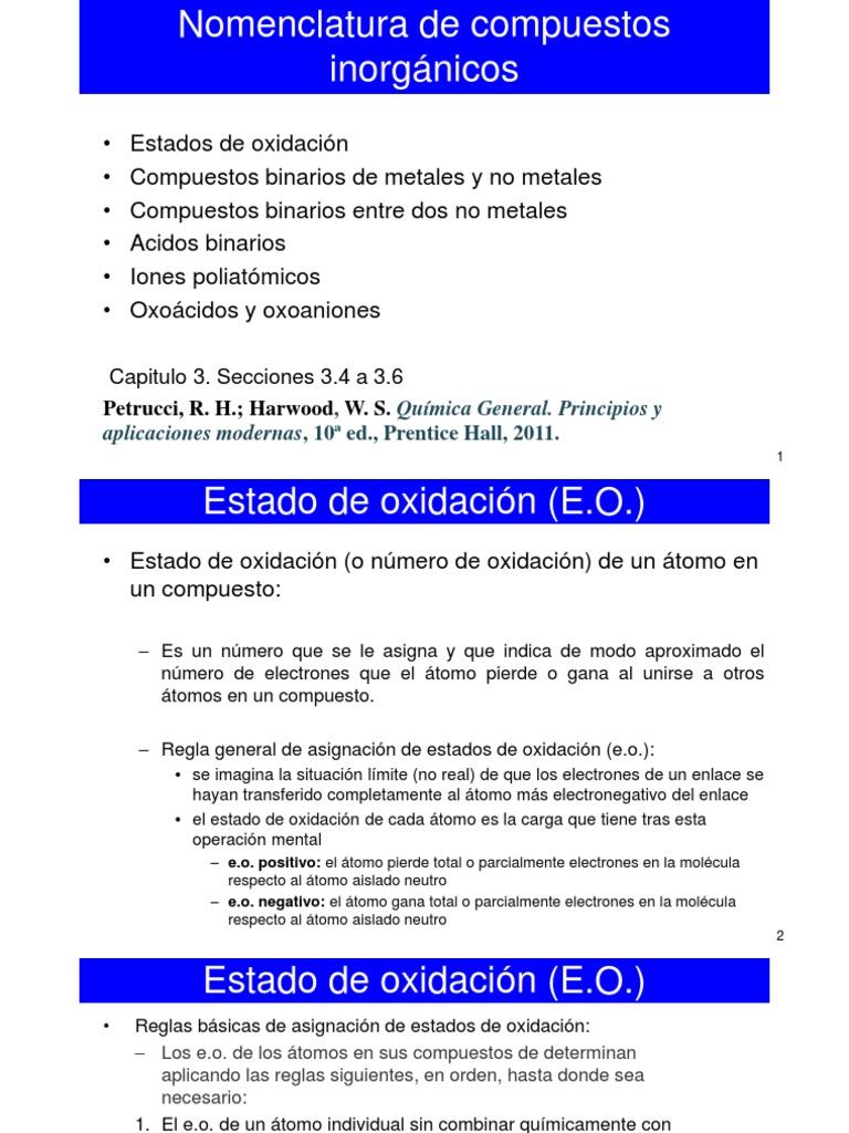 Nomenclatura de Compuestos Inorgánicos | PDF | Compuestos químicos | Química