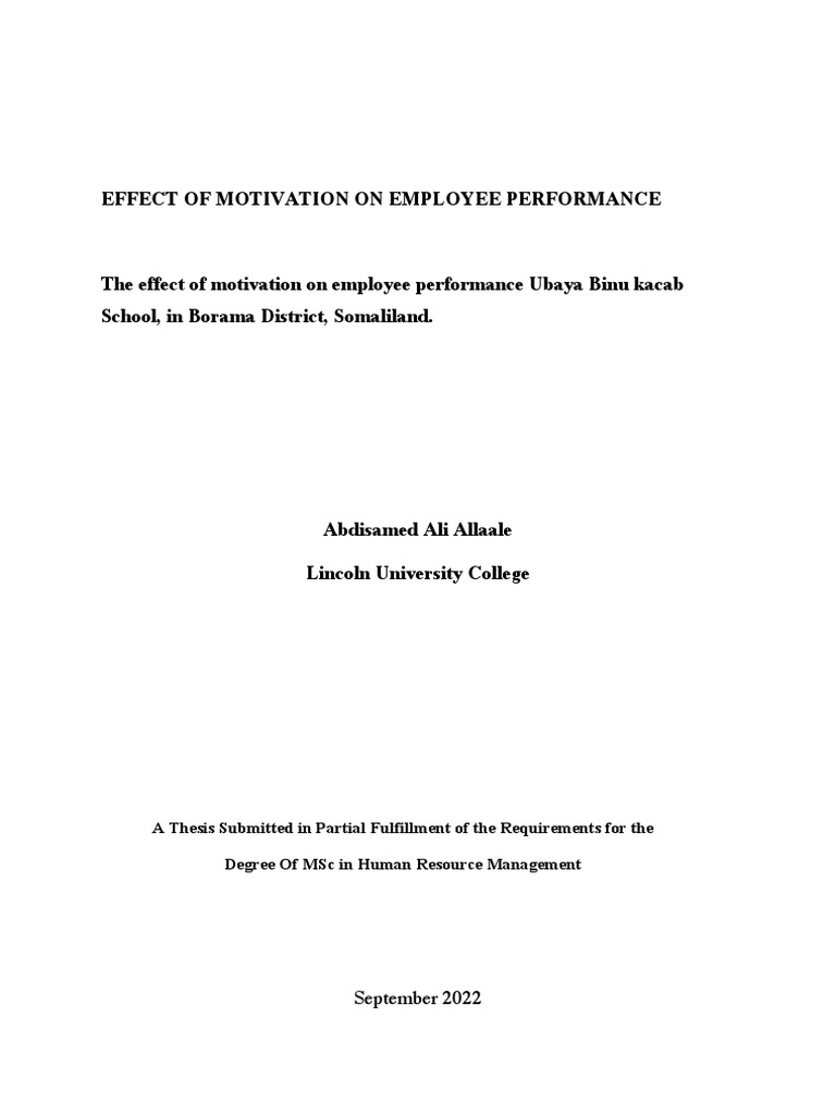 Impact of Motivation on Employee Performance | PDF | Motivation ...