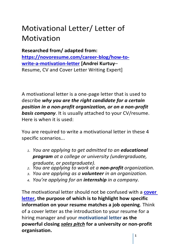 Writing A MOTIVATIONAL LETTER | PDF | Résumé | Experience