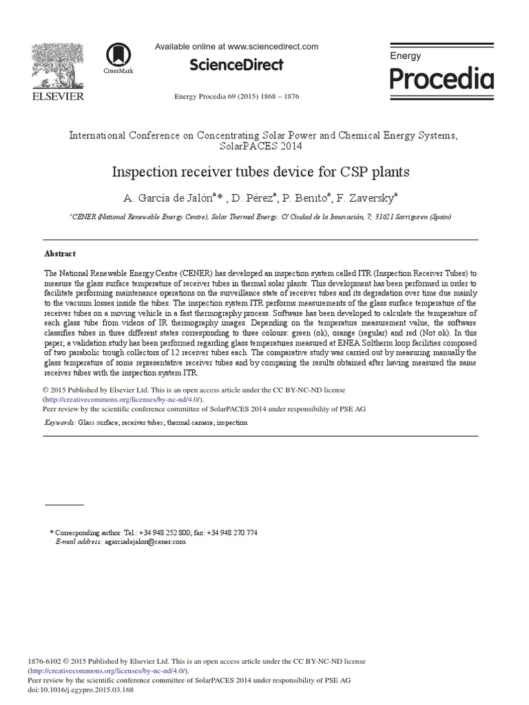 Inspection Receiver Tubes Device For CSP Plants | PDF
