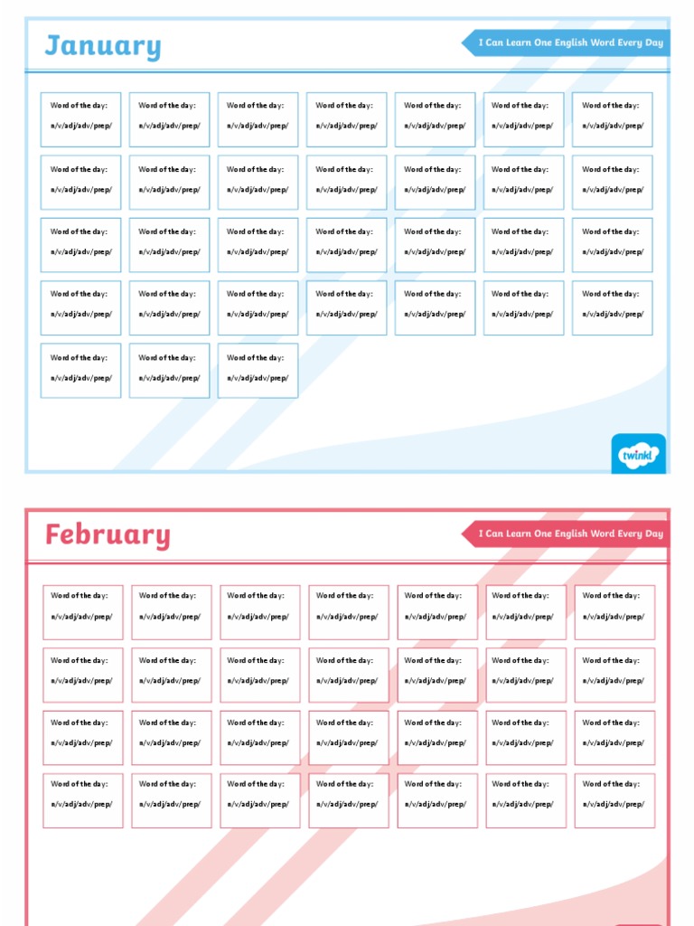 Word Calendar A Word A Day To Learn English | PDF | Language Arts ...