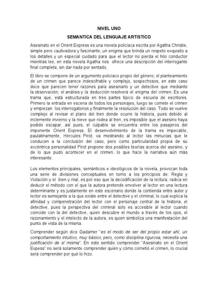 Asesinato en El Orient Express Análisis | Descargar gratis PDF | Crimen ...