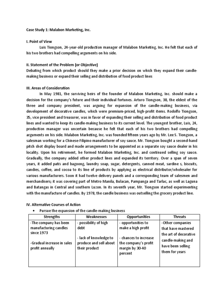 Soft Copy CASE STUDY 2 MALABON MARKETING INC | PDF | Economies | Business