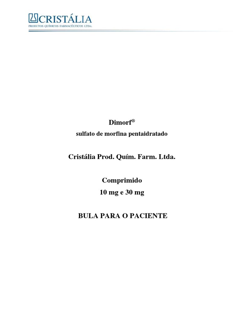 Bula Paciente Dimorf Comprimido | PDF | Morfina | Gravidez