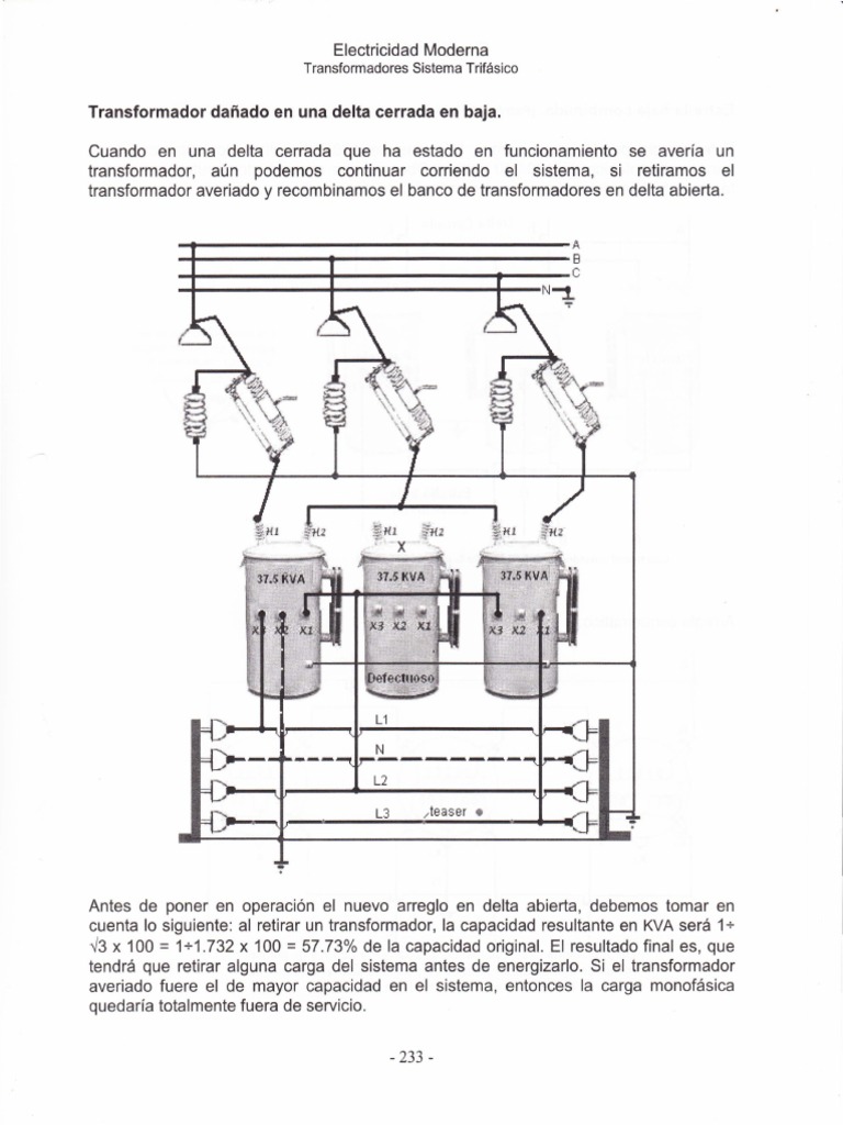 Transformador Dañado, Delta Abierta, Estrella Combinada Secundaria ...