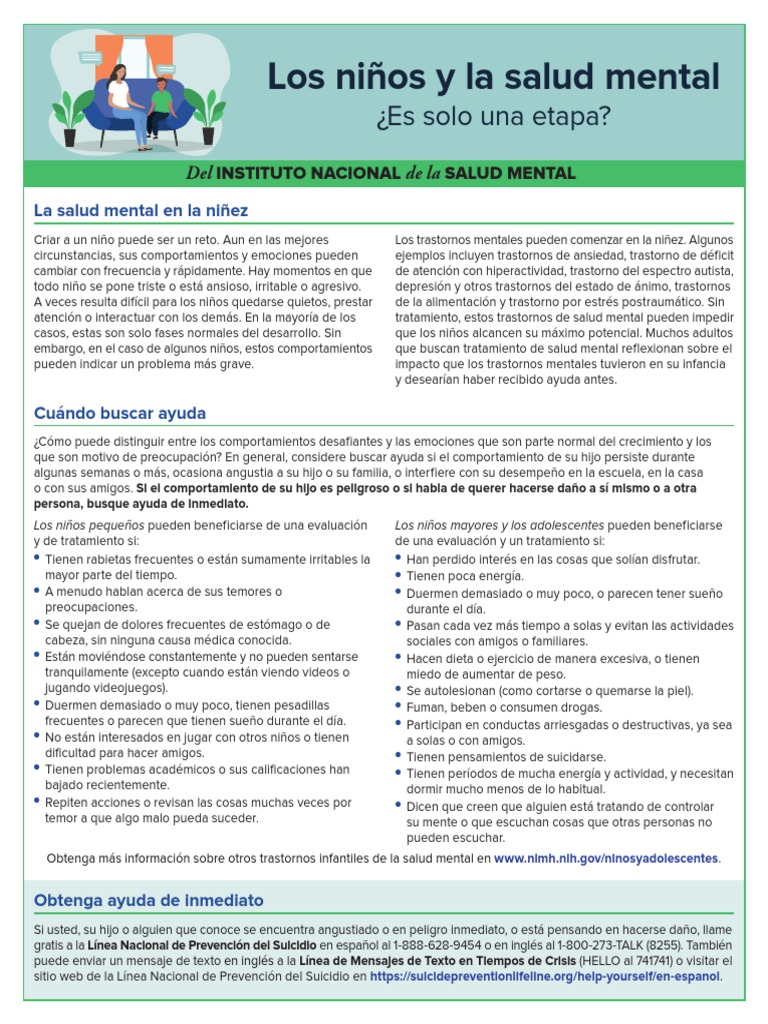 Los Ninos y La Salud Mental Es Solo Una Etapa | PDF | Psicoterapia ...