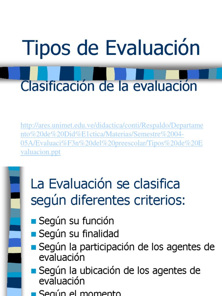 Tipos de Evaluacion | PDF | Evaluación | Ciencia cognitiva